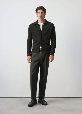 Mango Chemise en maille m&eacute;lang&eacute;e laine et alpaga kaki - Homme - XXL - MANGO MAN