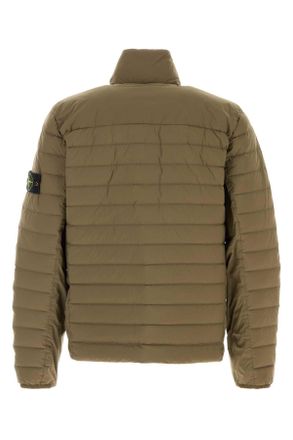 Stone Island Mens Army Green Stretch Nylon Jacket Giacche E Gilet