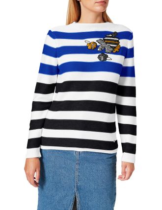 Brax Damen Lee, Baumwollpullover Ringel Pullover, per Pack Blau (Olympic Blue 25), 38 (Herstellergröße: 38)