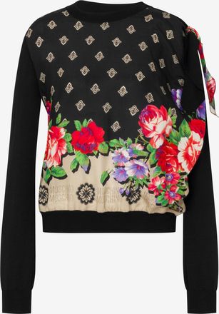 Moschino Bedruckter Pullover aus reiner Baumwolle und Seidenmischung - Schwarz