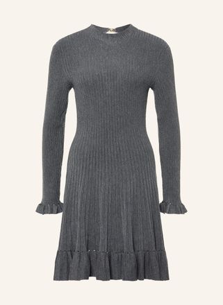 Maje Strickkleid Mit Volants grau
