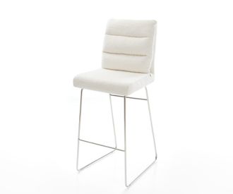 DELIFE Barstuhl Pela-Flex Boucl&eacute; Soft Beige Kufengestell Edelstahl Silberfarben, Barst&uuml;hle