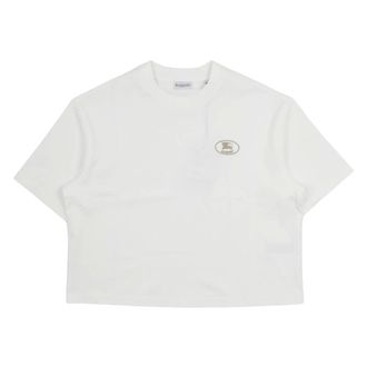 Burberry Femme, Tops, Blanc, Taille: 36 FR T-shirt court en coton