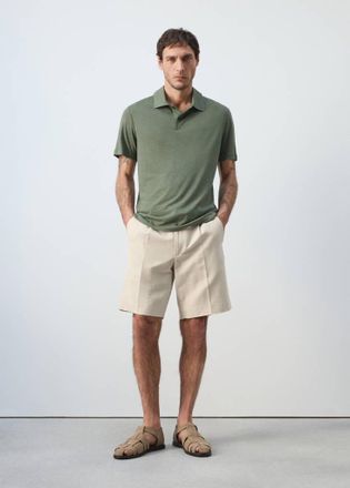 Mango Polo lin slim-fit vert for&ecirc;t - Homme - XXL - MANGO MAN