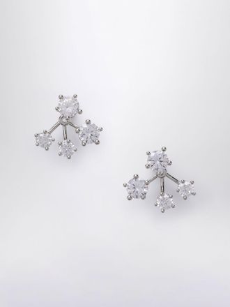 Panconesi Boucles doreilles pendantes Constellation en laiton chrom&eacute; avec cristaux et logo grav&eacute;