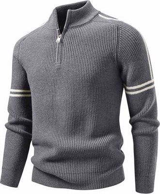 Generic Pull Militaire Homme Roul&eacute; Veste Rouge Moumoute Fermeture Cheminee Cou Ecriture Slim Lin Textur&eacute; Technique Marins Universitaire Pecheur Anthracite Pur