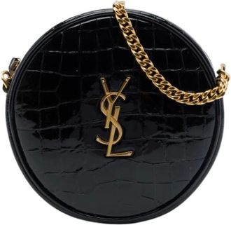 Saint Laurent Sac bandouli&egrave;re en cuir verni gaufr&eacute; pr&eacute;-aim&eacute; - Femme - Pre-owned - Noir - Taille: ONE Size