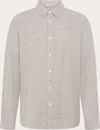 Knowledge Cotton Apparel Herren vegan Hemd Dune Regular Stripe Gr&uuml;n