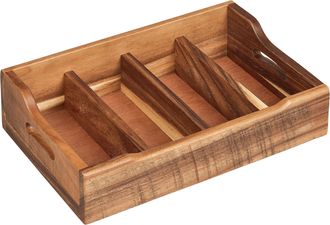 Tala Extra großer Besteckkasten mit 4 Fächern aus natürlicher Akazie
