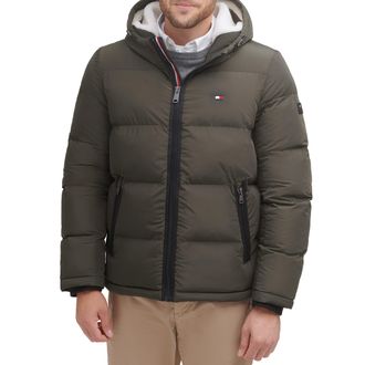 Tommy Hilfiger Klassische Daunenjacke mit Kapuze f&uuml;r Herren (Standard und Big & Tall) Daunenalternative Oberbekleidung Mantel, Army Green, XL