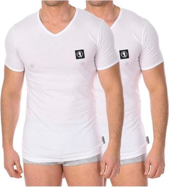 Dirk Bikkembergs Homme, Tops, Blanc, Taille: XL T-shirt de corps &agrave; col en V (paquet de 2)