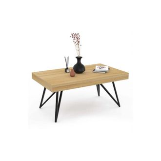 IDMarket Idmarket - Rechteckiger Couchtisch adele mit gekreuzten Beinen 100 cm Holz und Schwarz