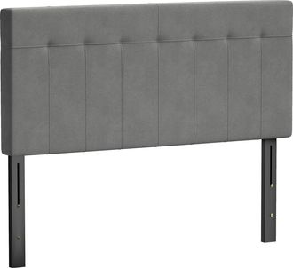 HOMCOM Kopfteil 3-Fach h&ouml;henverstellbar Bettkopfteil mit Metallbeinen gesteppt Polsterkopfteil mit Samtoptik f&uuml;r Schlafzimmer 140 x 10 x 106/116/126 cm Grau