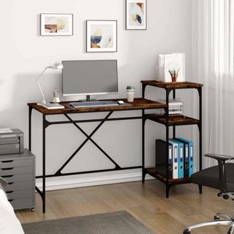 vidaXL Vidaxl - Schreibtisch mit Regal R&auml;uchereiche 135x50x90 cm Holzwerkstoff
