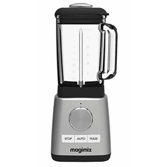Magimix Blender Power Mixeur Professionnel 4 - Blender &Eacute;lectrique, Hachoir, Mixeur pour Smoothie, Hachoir Robot Multifonction - Bol en verre - Chrome