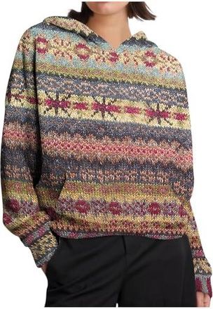 Generic Welt Shop V&ecirc;tements Tricot&eacute;s Chaud &Eacute;l&eacute;gant Imprim&eacute; Sweatshirts Mode avec &Eacute;paules Coud&eacute;es Pull avec Pull Color&eacute; Femme, Noir, XXL