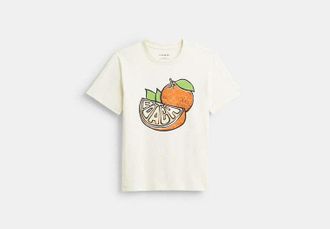 Coach T-Shirt Aus Biobaumwolle Mit Orangenprint Im Classic-Fit