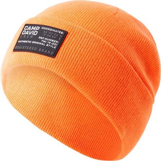 Camp David Herren Rippstrickm&uuml;tze mit Label Patch Speed Orange Neon, None