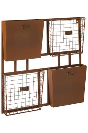 Ambia Home Wandregal, Braun, Metall, 8x60x60 cm, h&auml;ngend, Wohnzimmer, Regale, Wandregale