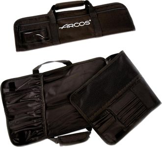 Arcos Messer Tasche Professionell - 4 Messer Kapazität, 100% Polyester, 460x275 mm - Sicherer Tragbarer Aufbewahrung - Schwarz