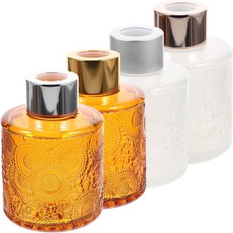 BESPORTBLE 4 St&uuml;ck Teiliges Embossed Glas Aromatherapie Flaschen mit Breiter &Ouml;ffnung Dekorative Duftbeh&auml;lter f&uuml;r Schlafzimmer Wiederbef&uuml;llbar Stilvolle Raumduft 