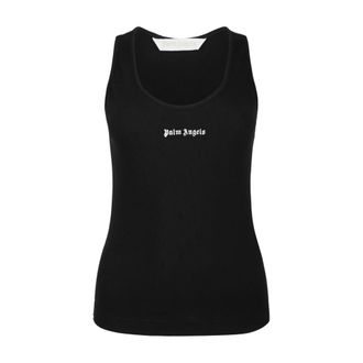 Palm Angels Femme, Tops, Noir, Taille: 40 FR Classic Logo Rib Tank