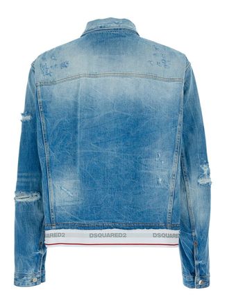 Dsquared2 Mens Denim Jacket Light Blue Cotton Coat