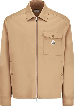 Moncler Moncler Surchemise En Gabardine De Coton M&eacute;lang&eacute;, Homme, Beige, Taille: Xxl