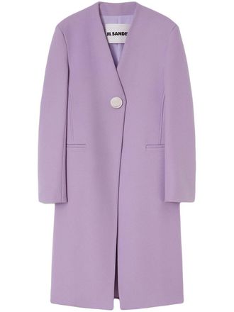 Jil Sander manteau boutonn&eacute; &agrave; col v - Violet