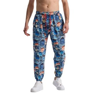Generic Pantalon sarouel hippie pour homme - Coupe ample - Taille &eacute;lastique - Pantalon de plage &agrave; revers - Pantalon de danse hippie streetwear l&eacute;ger - Pantalo