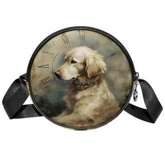 Generic Sac &agrave; bandouli&egrave;re rond pour femme, petit sac &agrave; bandouli&egrave;re vintage avec fermeture &eacute;clair, bretelles r&eacute;glables, sac &agrave; main rond d&eacute;contract&eacute; pour femmes