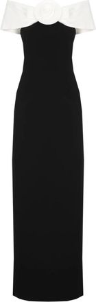 Self Portrait Femme, Robes, Noir, Taille: 36 FR Robe Longue Maxi &agrave; Fleurs en Cr&ecirc;pe