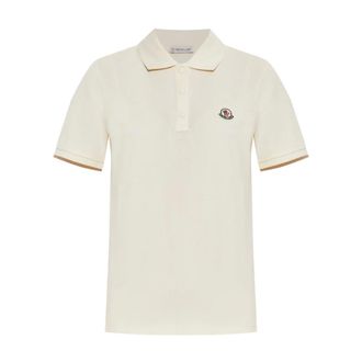 Moncler Femme, Tops, Blanc, Taille: 40 FR Logo Patch Polo