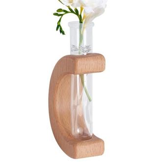 Generic Mini vase &agrave; fleurs en bois, support en bois unique, tube &agrave; essai, aimants de r&eacute;frig&eacute;rateur, support magn&eacute;tique pour plantes pour d&eacute;coration de r&eacute;frig&eacute;