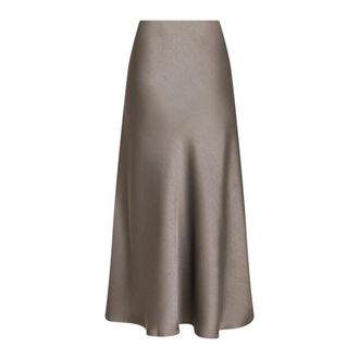 Neo Noir Eleganter Warmgrauer Satinrock - - Skirts - Damen - Grau - XS
