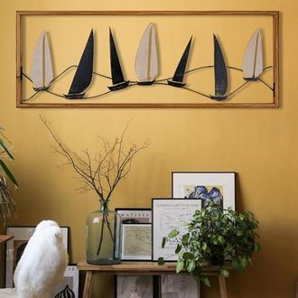 Hanah Home Hand-Painted Decorative Metal Wall Accessory, 90 x 3.5 x 34 cm | 100% Metal, 0.8 mm Thickness | Unique Color Variations for Stylish Home Decor