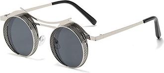 Generic Lunettes de soleil rondes steampunk pour femmes et hommes en maille métallique - Lunettes de soleil pour femme UV400 nuances 2026