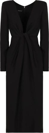 Emporio Armani Femme, Robes, Noir, Taille: 40 FR Long Sleeve Twisted Midi Dress