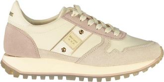 Blauer Beige Leder Damen Sneaker