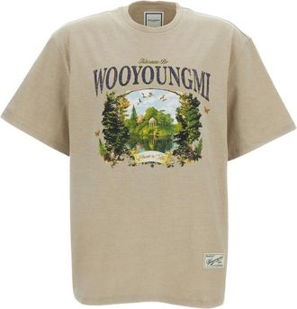 Wooyoungmi Wooyoungmi, Homme, Tops, Beige, Taille: M T-Shirt Graphique Jardin