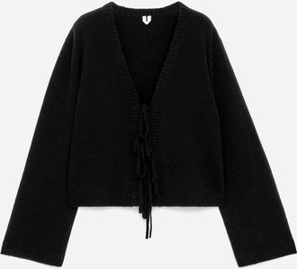 Arket Strickjacke Aus Wolle Mit Bindeb&auml;ndern -Schwarz