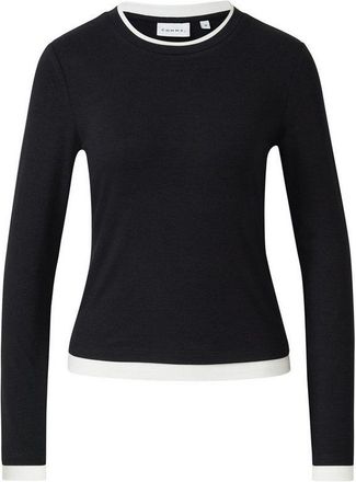 Comma Langarmshirt T-Shirt Longsleeve aus Viskose mit Kontrast-Doppelb&uuml;ndchen