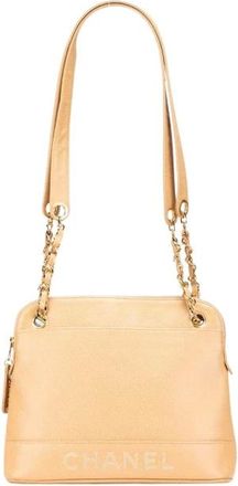 Chanel Sac bandouli&egrave;re &eacute;l&eacute;gant doccasion avec cha&icirc;ne et compartiments int&eacute;rieurs - Femme - Pre-owned - Beige - Taille: ONE Size