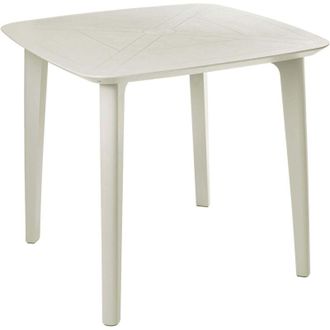 Beliani Table de Jardin en Mati&egrave;re Synth&eacute;tique 4 Places R&eacute;sistante aux Intemp&eacute;ries Meuble Patio Terrasse Ext&eacute;rieur Beige Clair Sorico