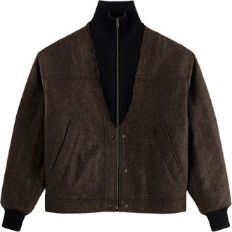 Maison Margiela Herringbone-pattern Zipped Bomber Jacket