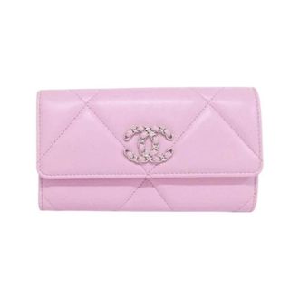 Chanel Pre-owned Chanel19 Lammfell Lange Bifold Geldb&ouml;rse - - Pre-owned - Damen - Rosa - ONE SIZE