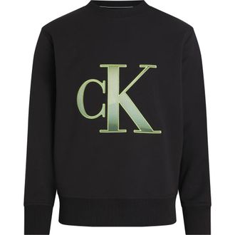 Calvin Klein Schwarzer Pullover mit Druck - - Knitwear - Herren - Schwarzk - XL
