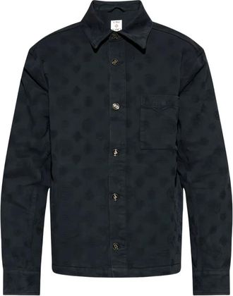 Casablanca Homme, Chemises, Noir, Taille: S Cazadoras Denim Monograma Relieve