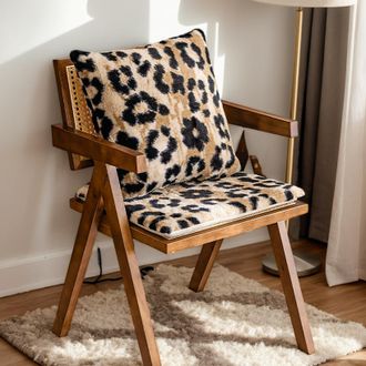 Generic Gartenstuhlkissen Mit Tierleopardenmuster Kissen Für Terrassenstühle Im Freien Sitzkissen Mit Bändern Quadratisch Plüsch Schlafzimmergartendekoration,