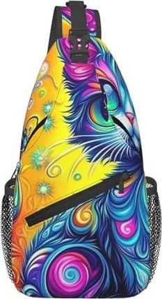 Generic Sac &agrave; bandouli&egrave;re color&eacute; avec chats et papillons - Sac &agrave; dos de voyage pour homme - Sac &agrave; dos de randonn&eacute;e